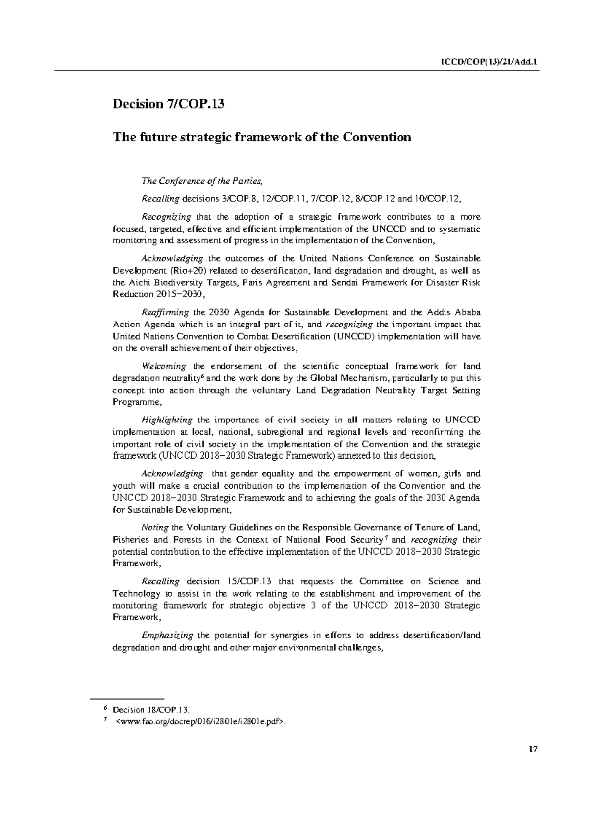 UNCCD Strategic Framework: Enhancing Resilience and Implementation - Studocu