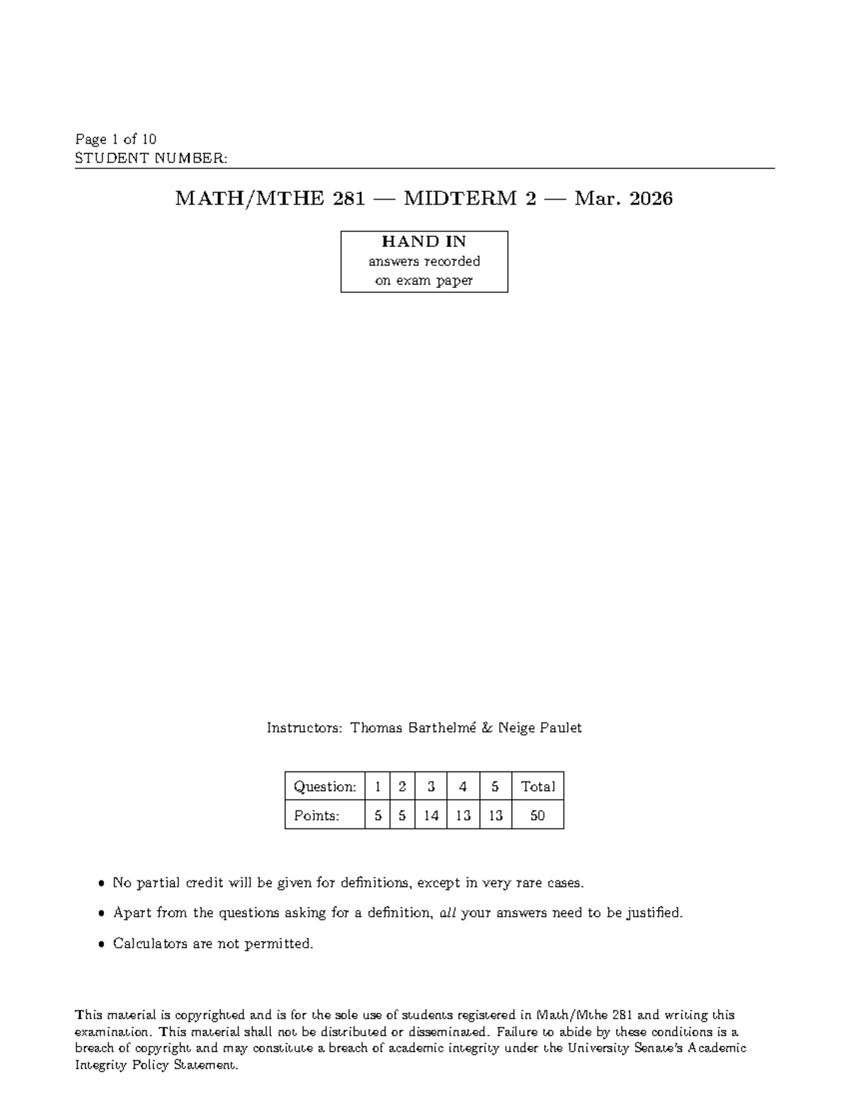 281 W26 Midterm 2 Solutions and Justifications - Studocu