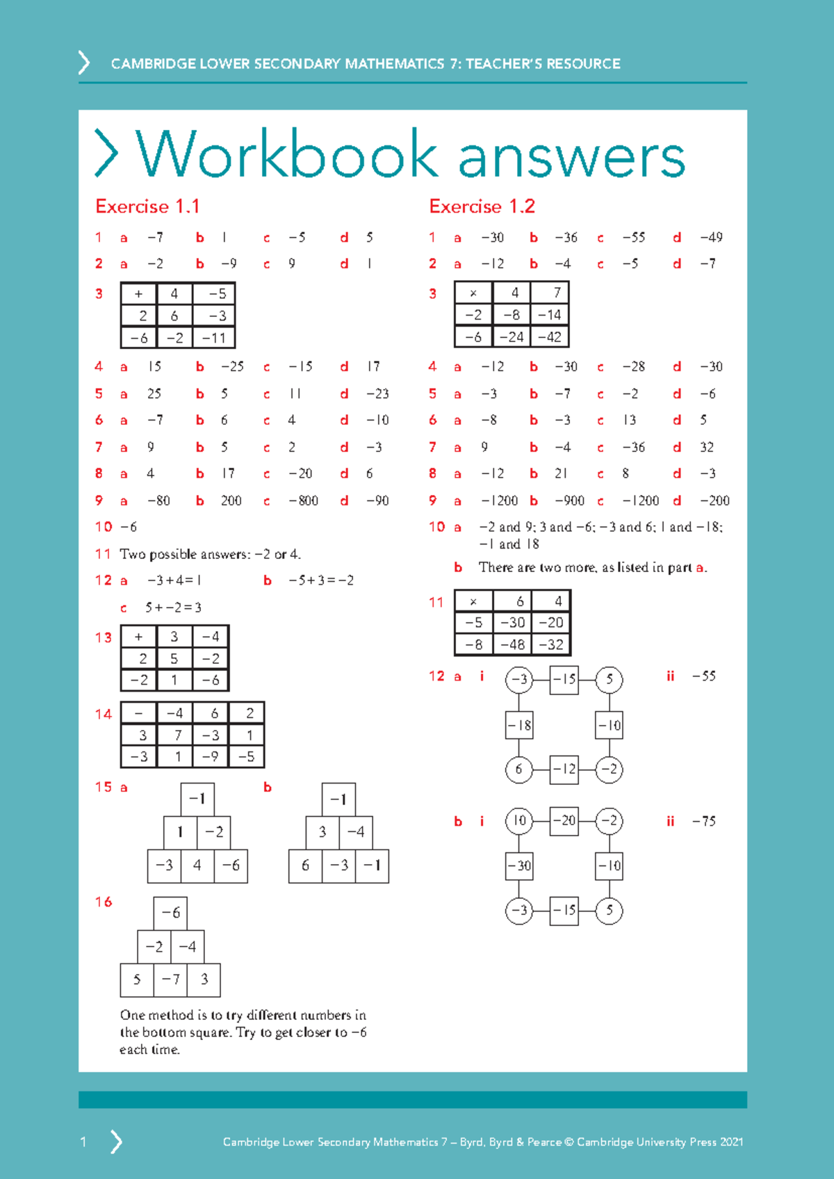Maths 7 workbook answers - Workbook answers 10 a 3 + 4 − 10 − −5 −10 2 ####### −3 4 − ####### − ...