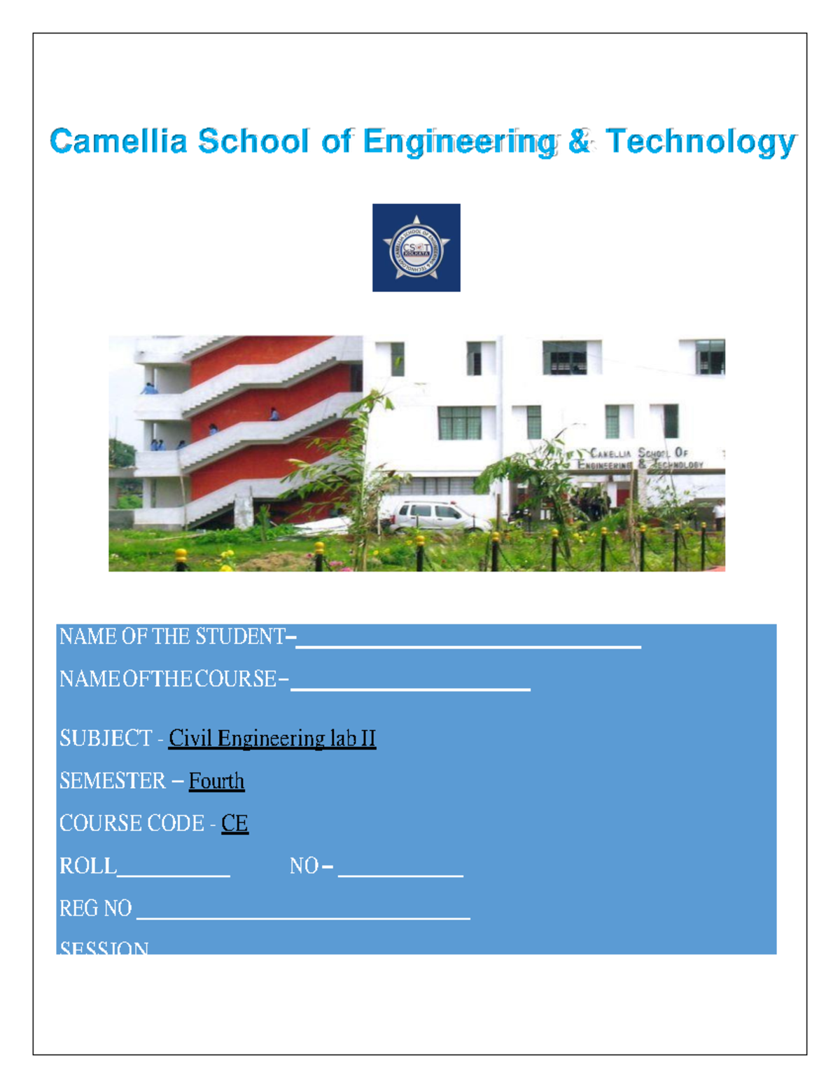 4th Sem B.Tech Civil Engg Lab II: RCC Structure Experiments and ...