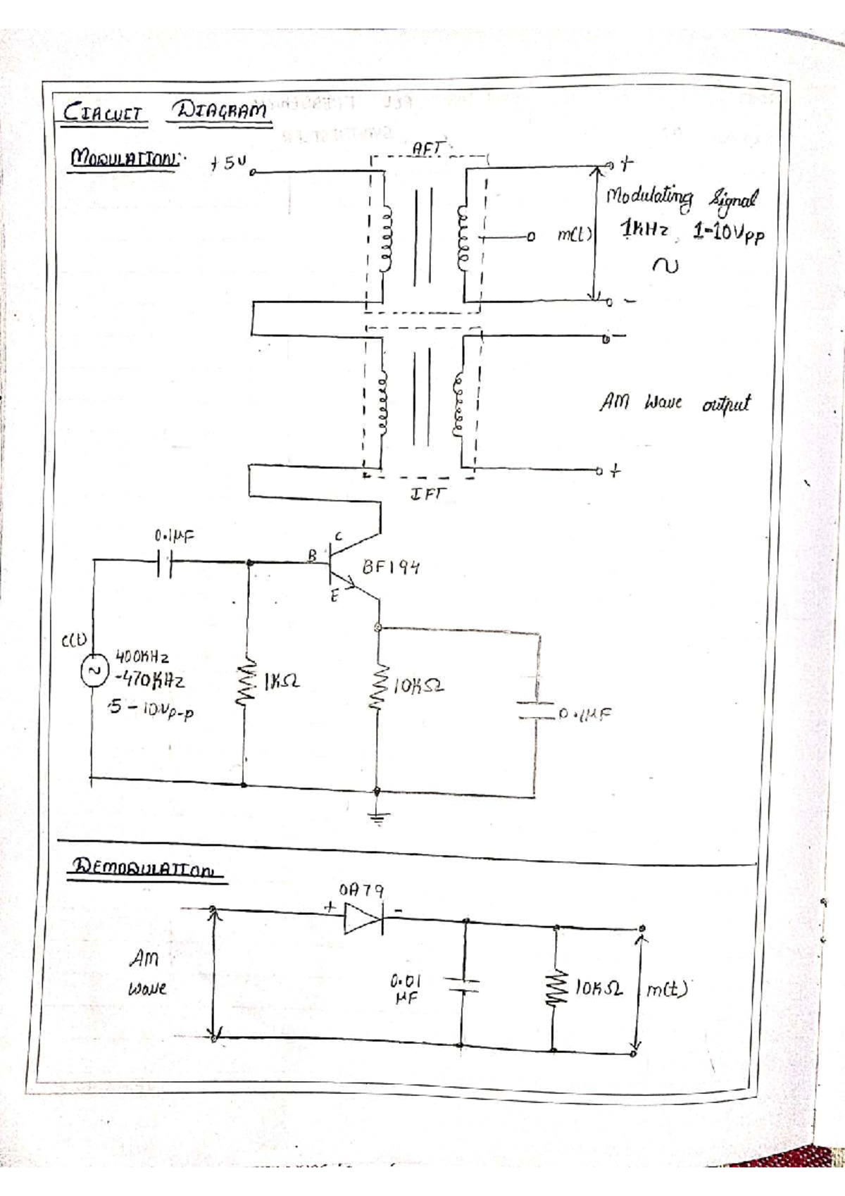 CIRCUIT DIAGRAM: Collector Modulator Circuit (AM) & Demodulation ...