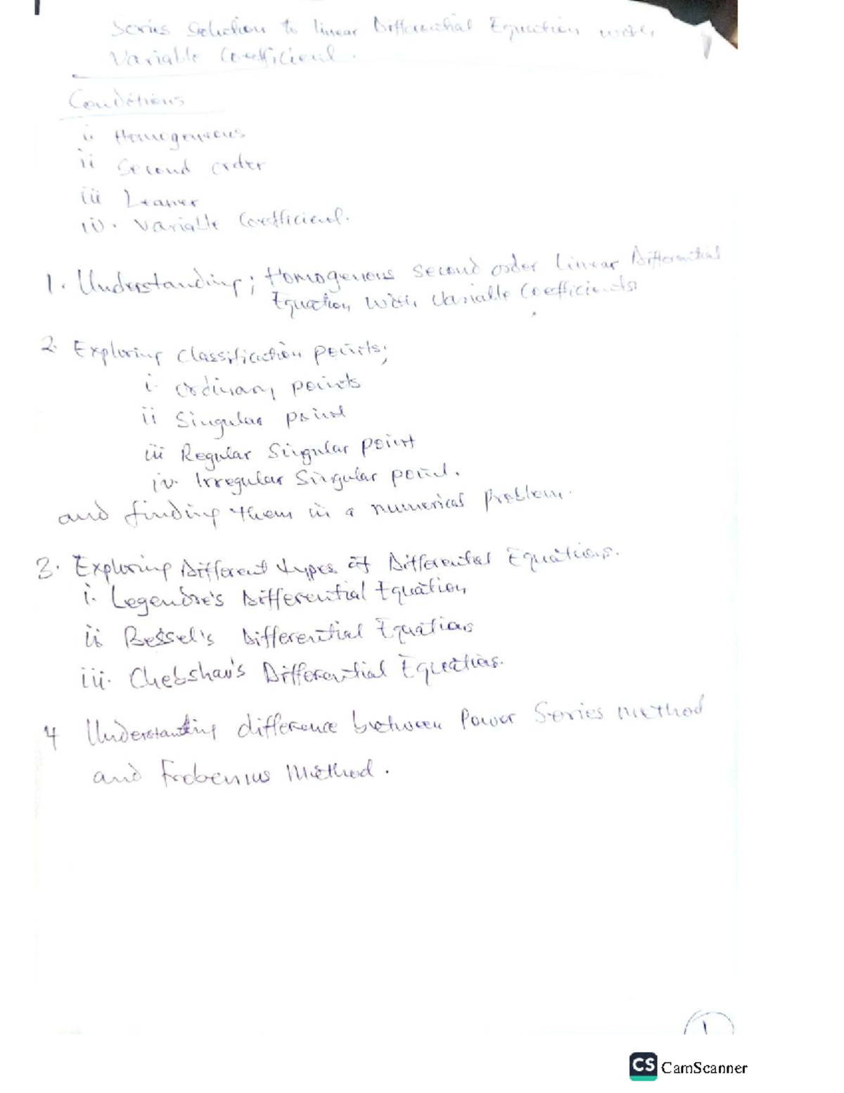 GET302 Lecture Notes: Series Solutions to Linear Differential Equations ...