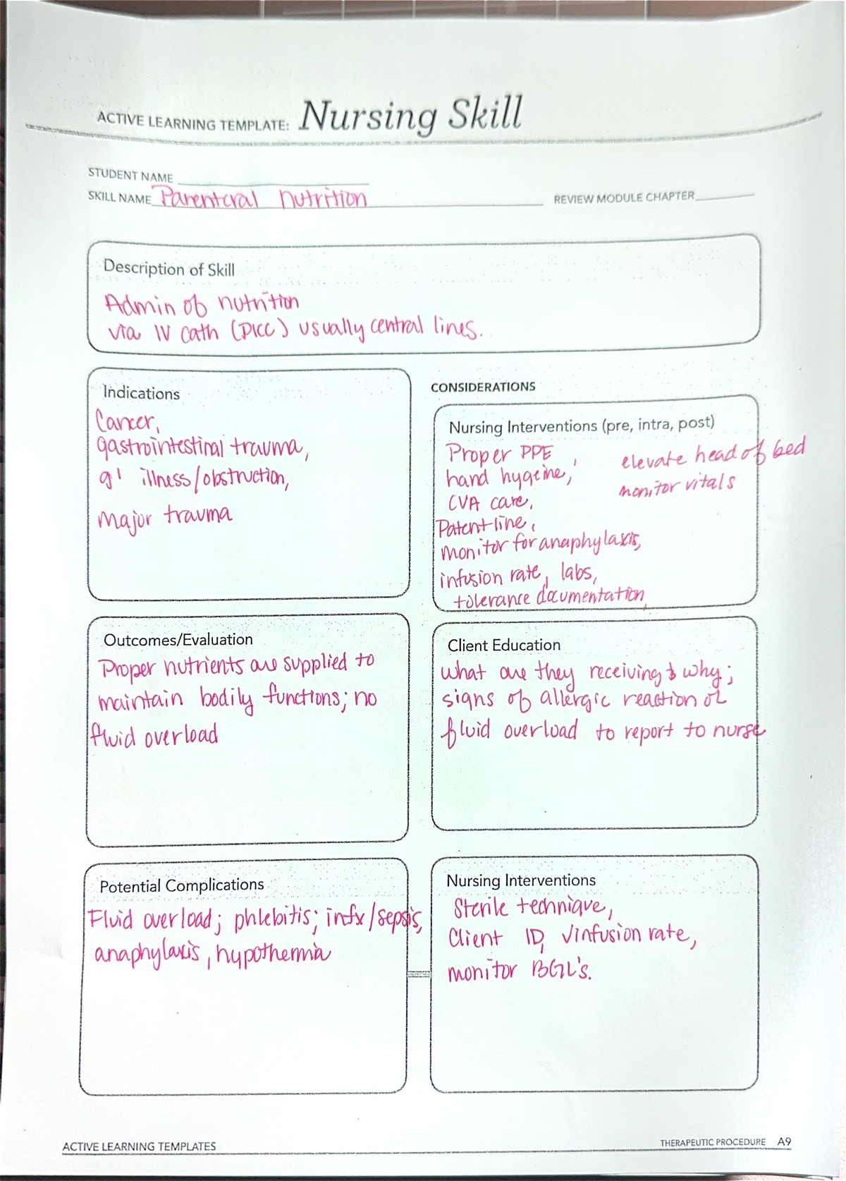 TPN Nutrition ATI Template - ACTIVE LEARNING TEMPLATE: Nursing Skill STUDENT NAME SKILL NAME ...