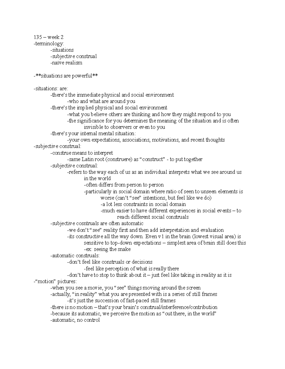 135week2notes - w2 notes - 135 – week 2 -terminology: -situations ...