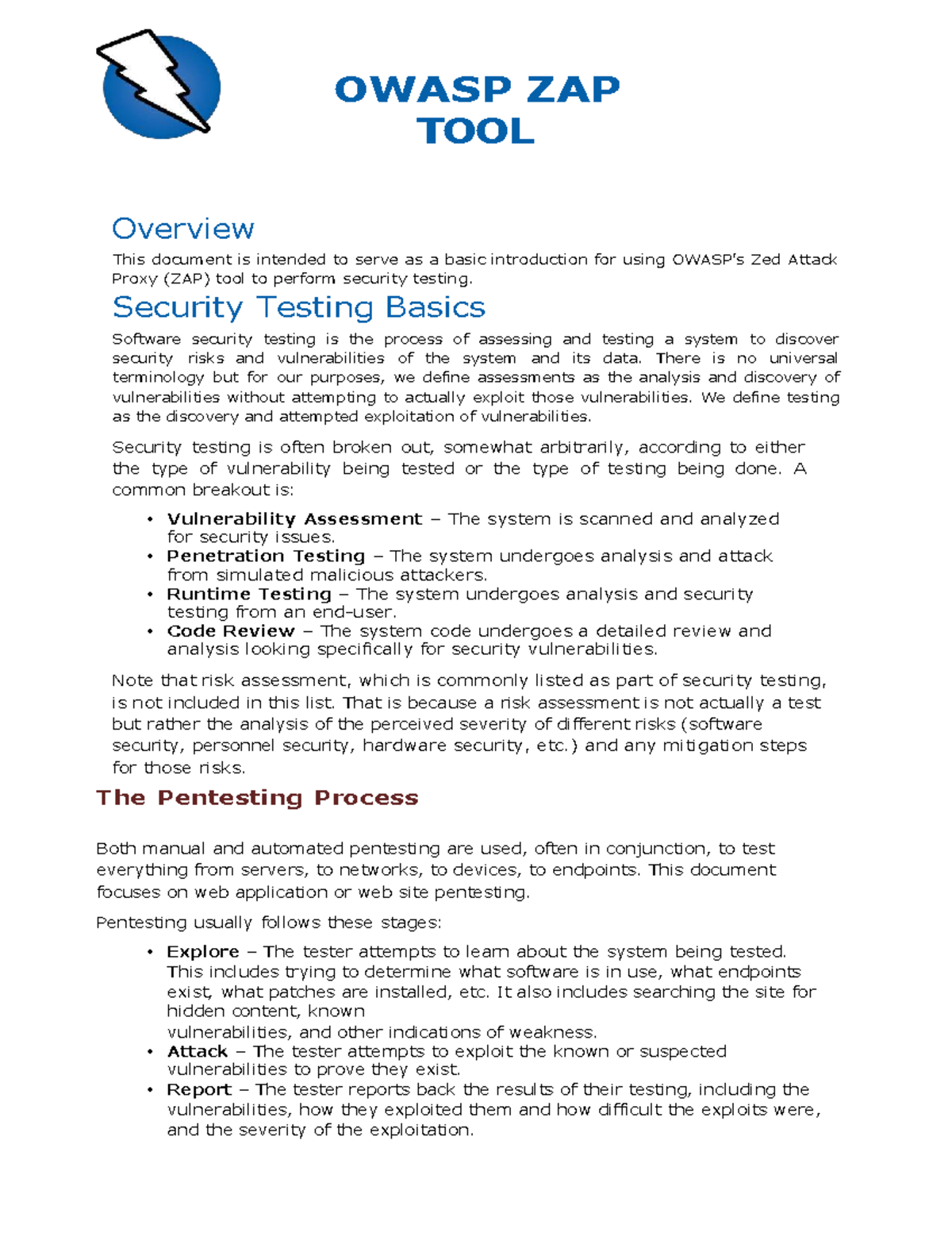 OWASP ZAP Tool: A Comprehensive Guide to Security Testing Basics - Studocu