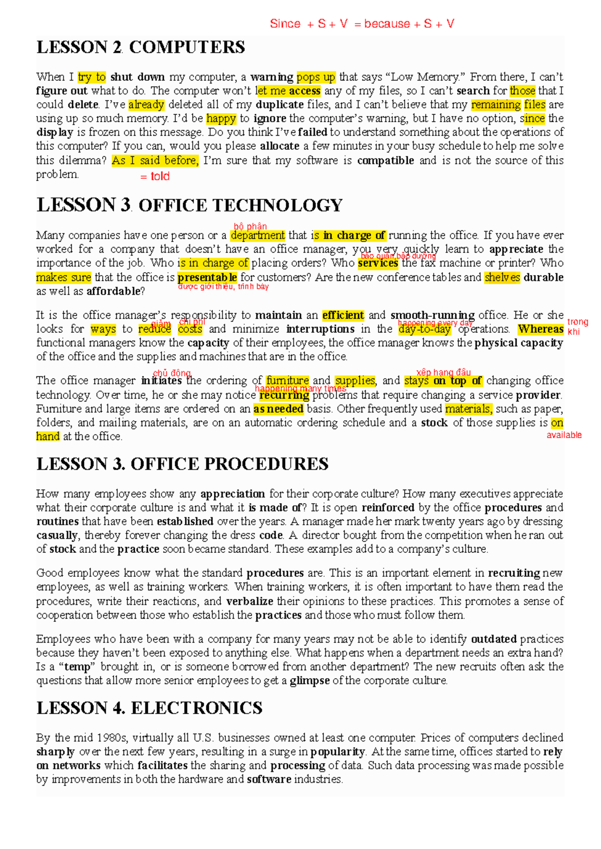 PRE TOEIC Class: Lessons on Computers, Office Technology, and More ...