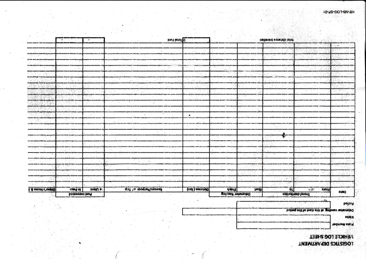 LOGISTICS 101: Daily Vehicle Log Sheet for Monitoring - Studocu