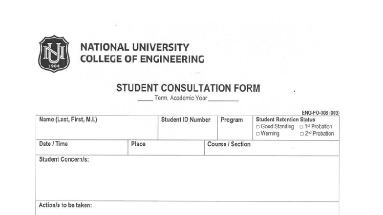 Grade Consultation Form - General Education - NI NATIONAL UNIVERSITY ...