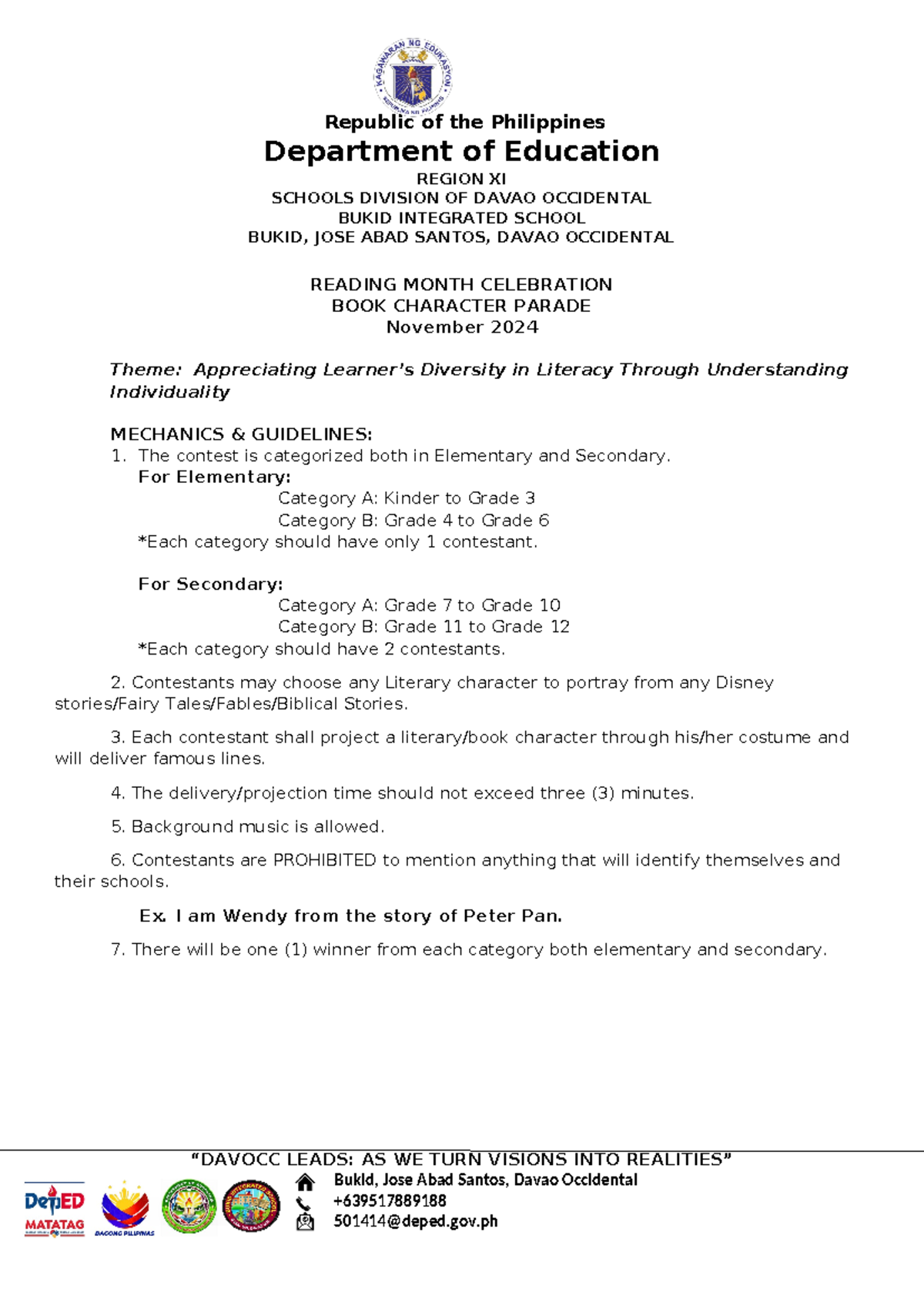 Book Character Parade Mechanics & Guidelines (2024) - Studocu