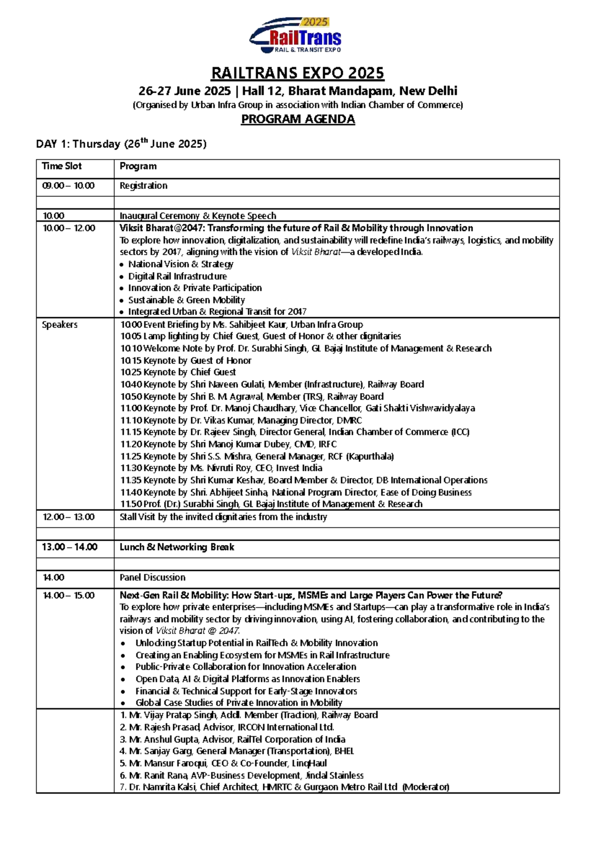 Rail Trans Expo 2025: Detailed Program Agenda for June 26-28 - Studocu