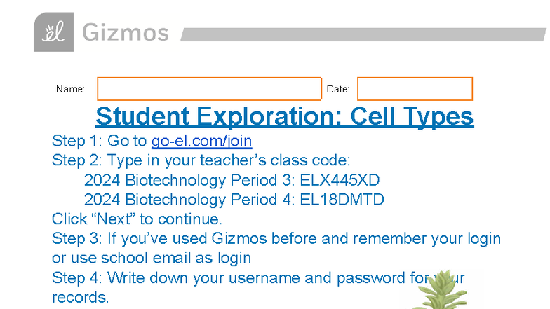 Comparing Types of Cells- Biotech - Google Docs - Name: Date: Student ...