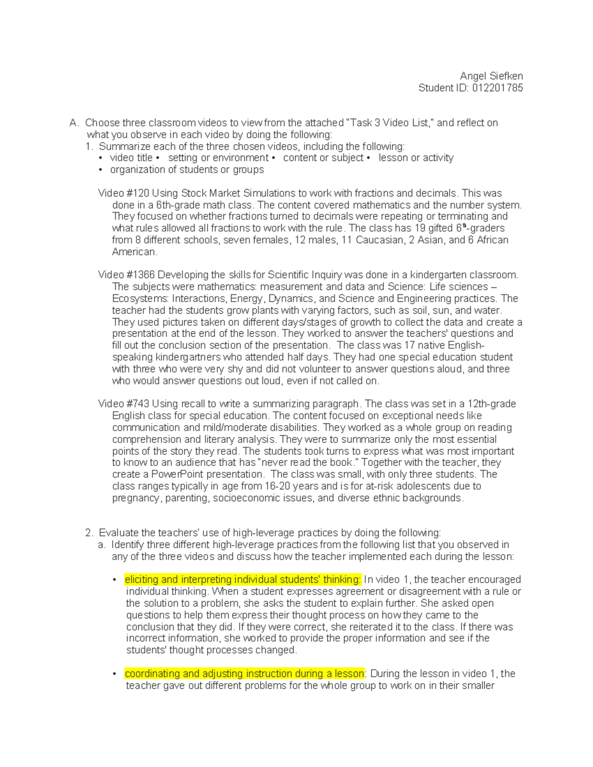Task 3 - Accepted example of task 3 - Angel Siefken Student ID ...