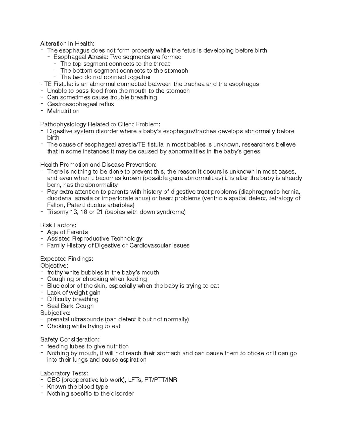 Esophageal Atresia and TE Fistula: Clinical Overview and Care Guide ...