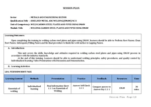 CBC - Shielded Metal Arc Welding (SMAW) NC II Curriculum Overview - Studocu