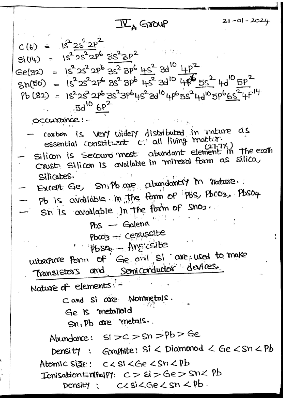 IVA Group 14 Elements: Properties, Compounds, and Reactivity - Studocu
