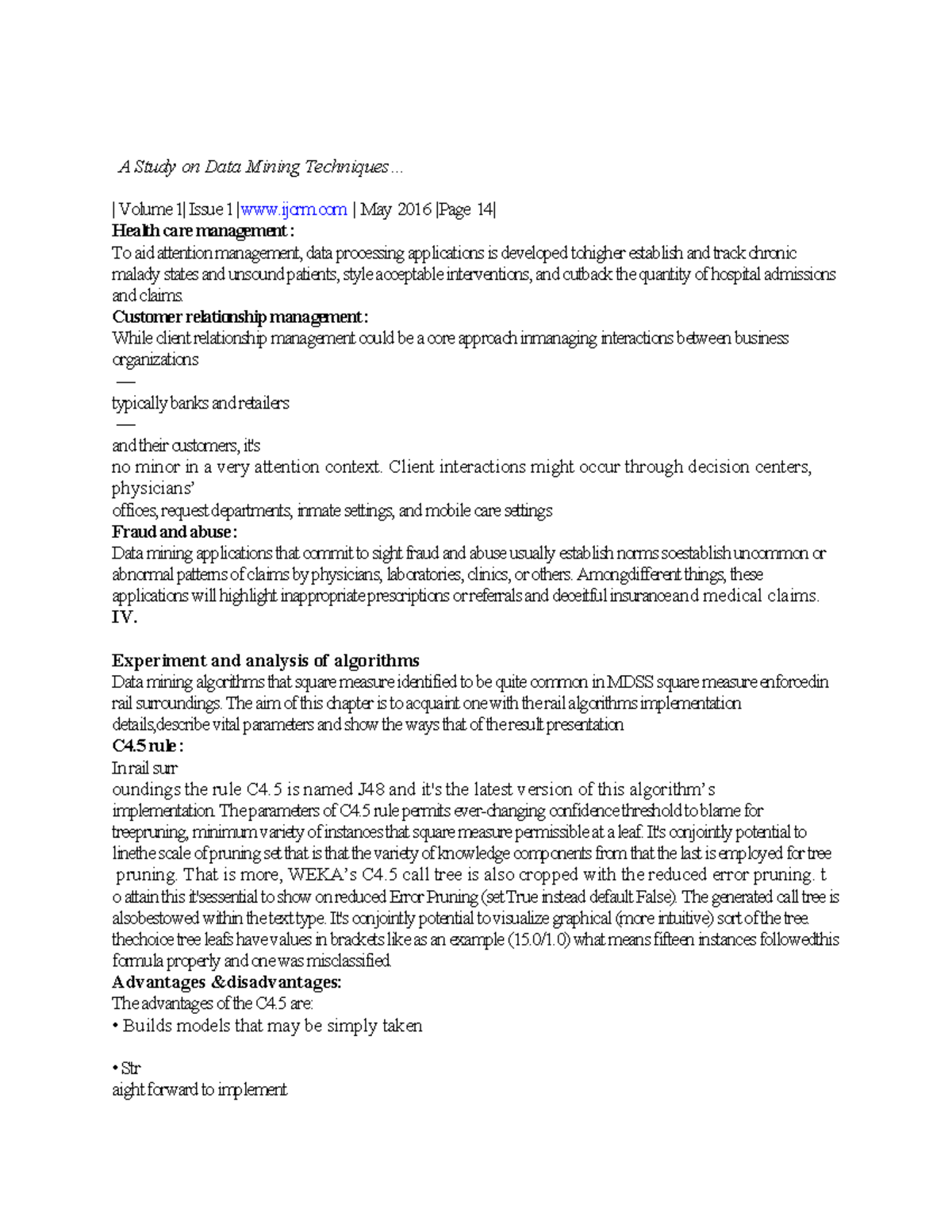 A Study on Data Mining Techniques in Health Care Management (Volume 1 ...