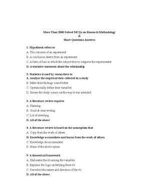 Research Methodology Assignment Questions with Answers - Explain ...