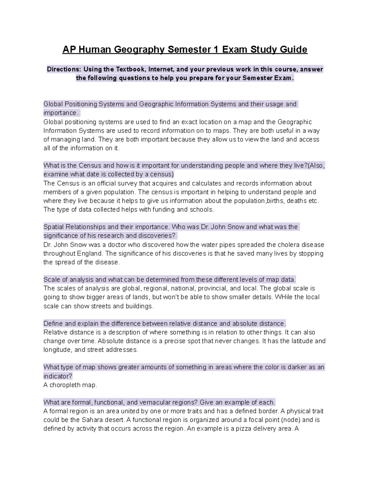 AP Human Geography (APHG) 1st Sem Exam Study Guide - Studocu
