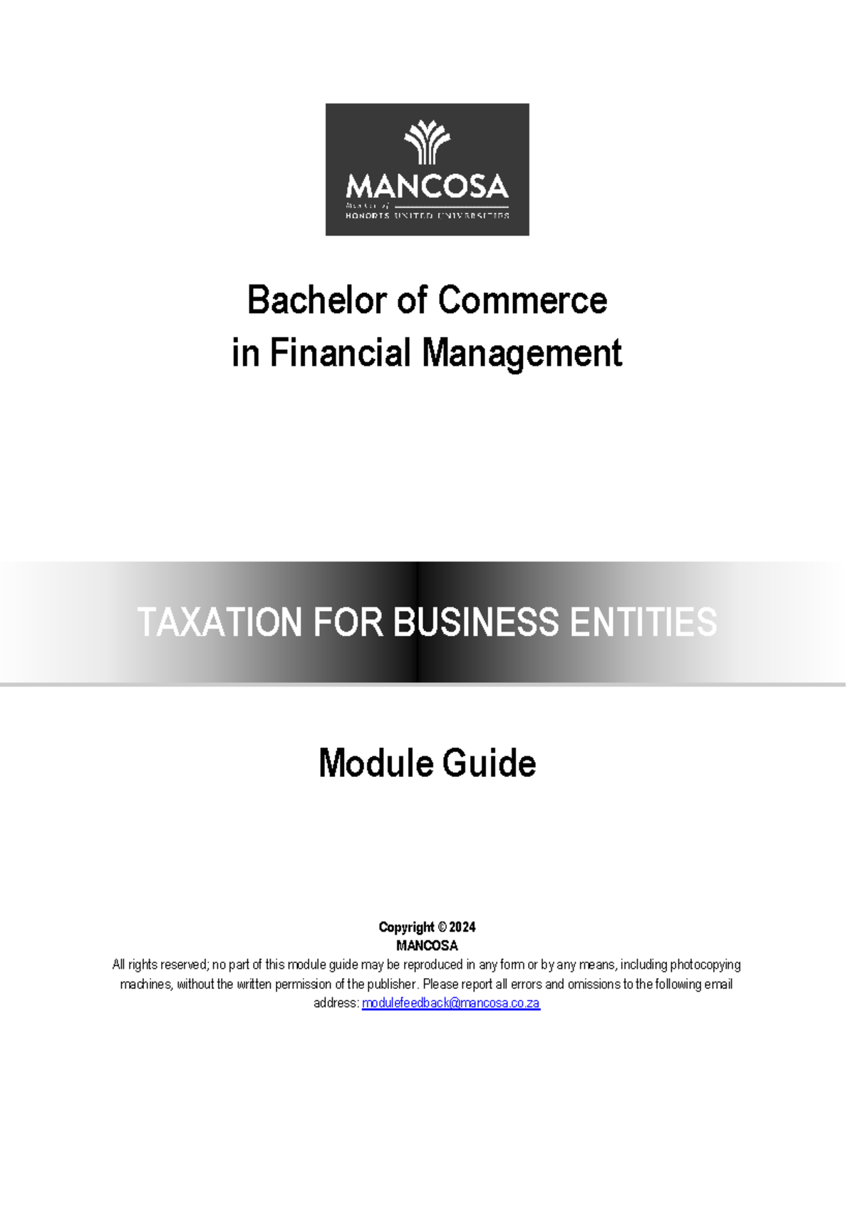 BCOM FM - Comprehensive Guide to Taxation for Business Entities - Studocu