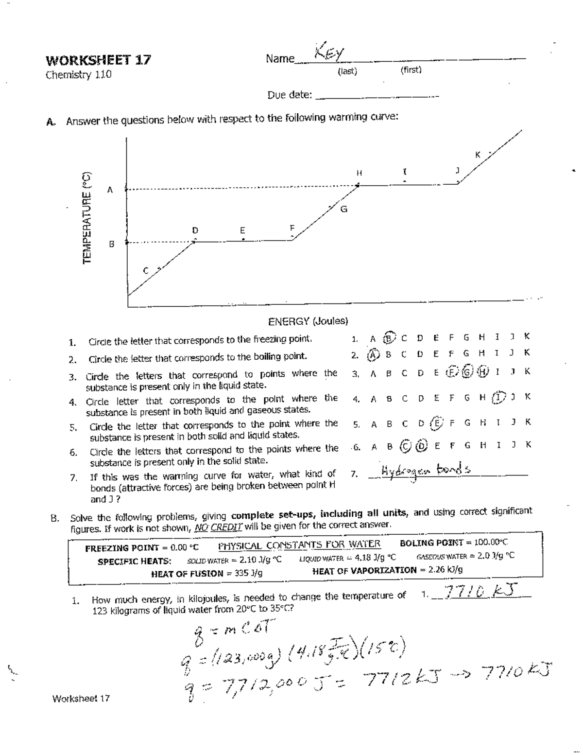 Chemistry 110: Phase Diagram Worksheet and Warming Curve Analysis - Studocu