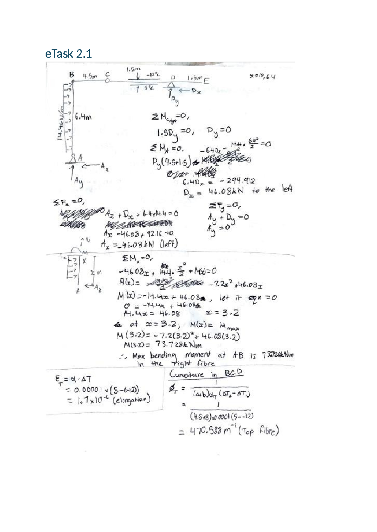 E Task 2 (Structural Analysis) - Detailed Calculations & Results - Studocu