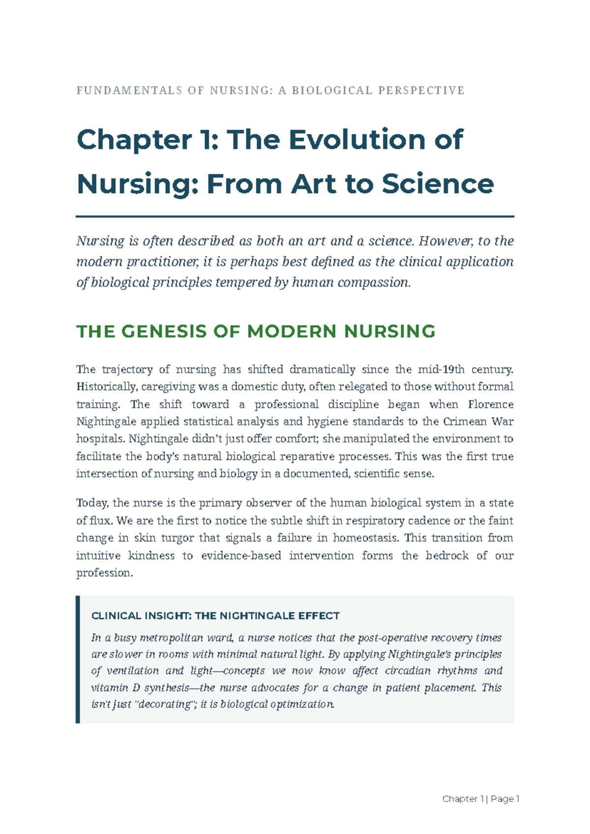 Fundamentals of Nursing: A Biological Perspective - Chapter 1 - Studocu