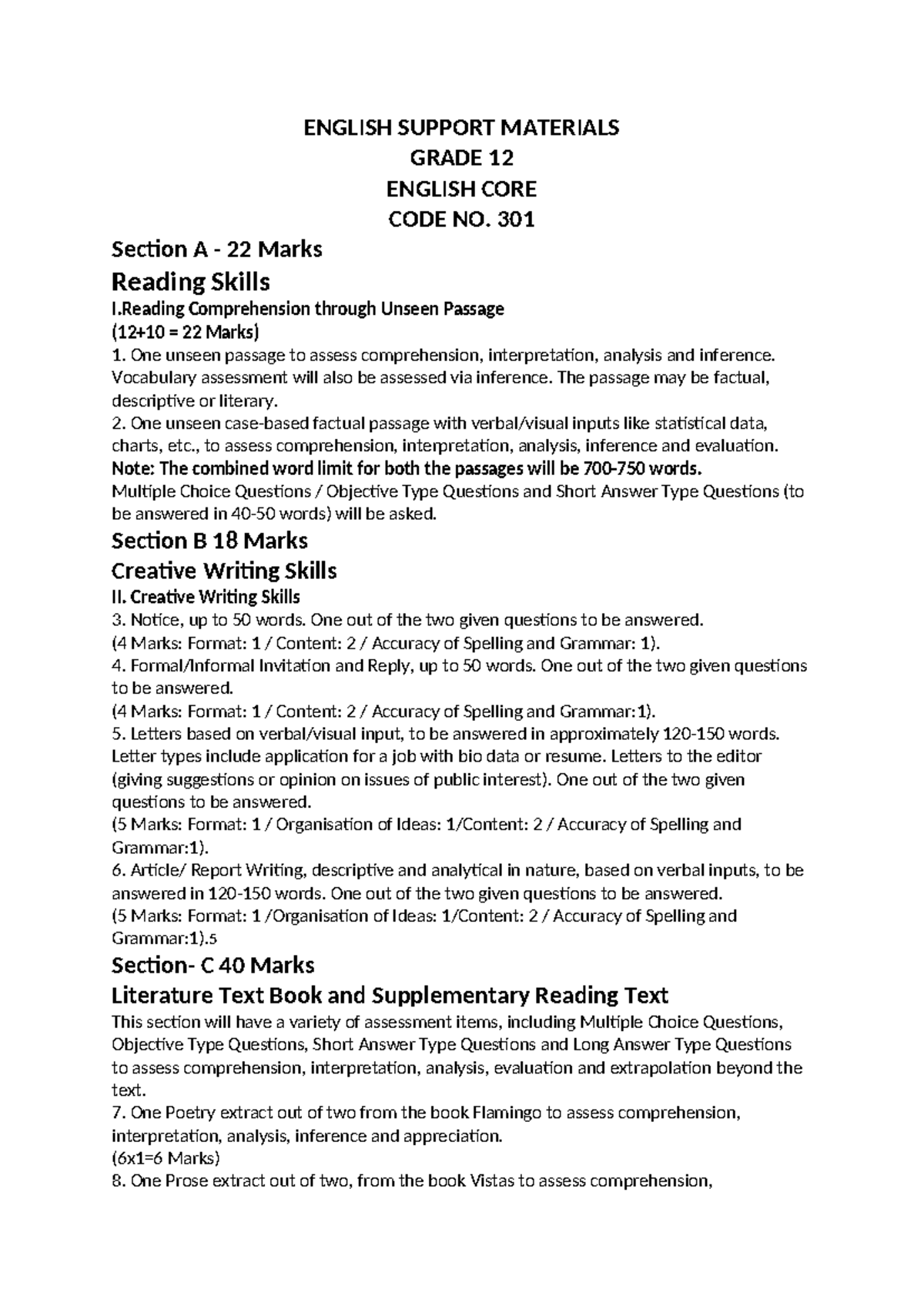 Grade 12 English Core Support Materials: Reading & Writing Skills - Studocu