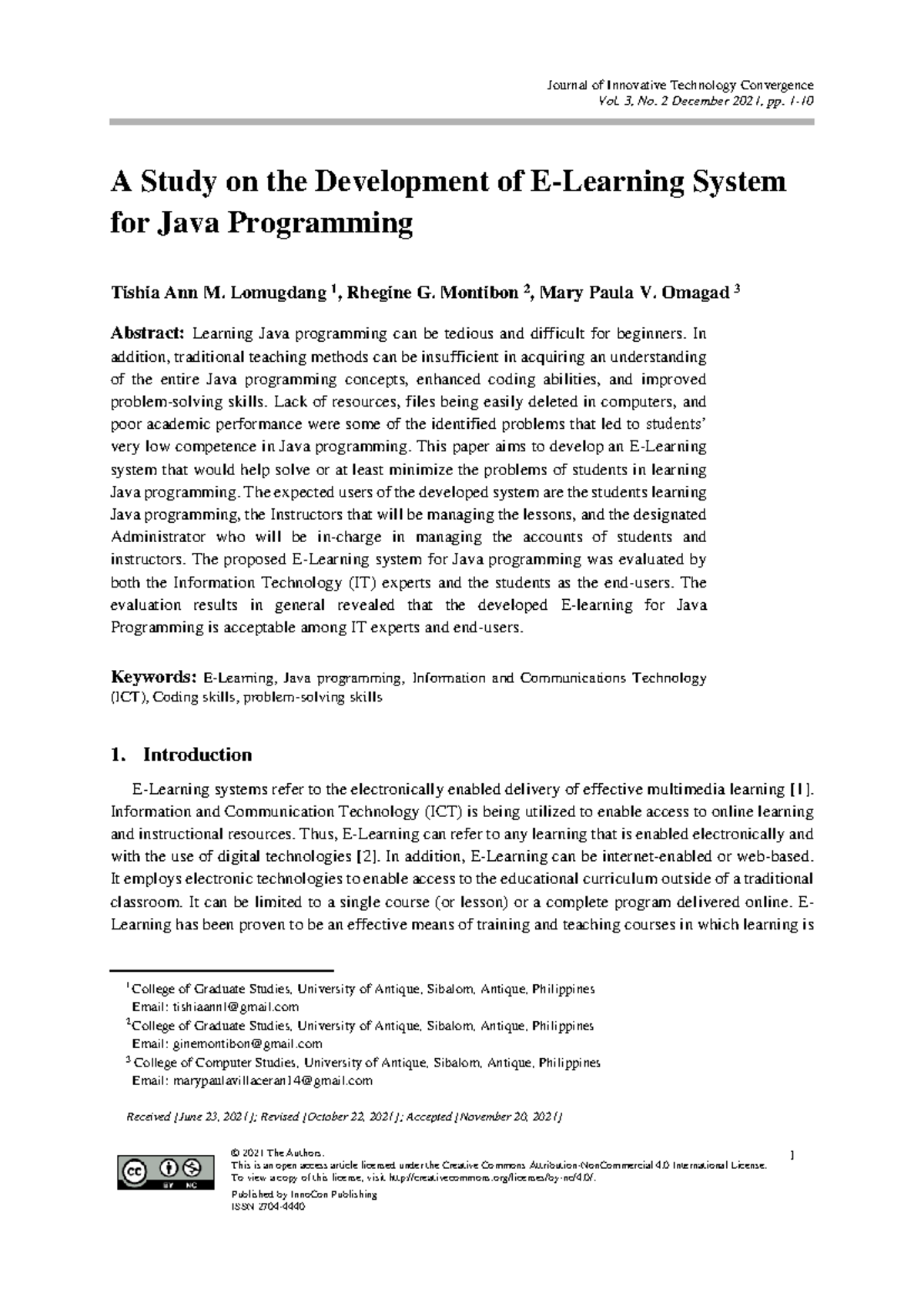 A Study on the Development of E-Learning System for Java Programming ...