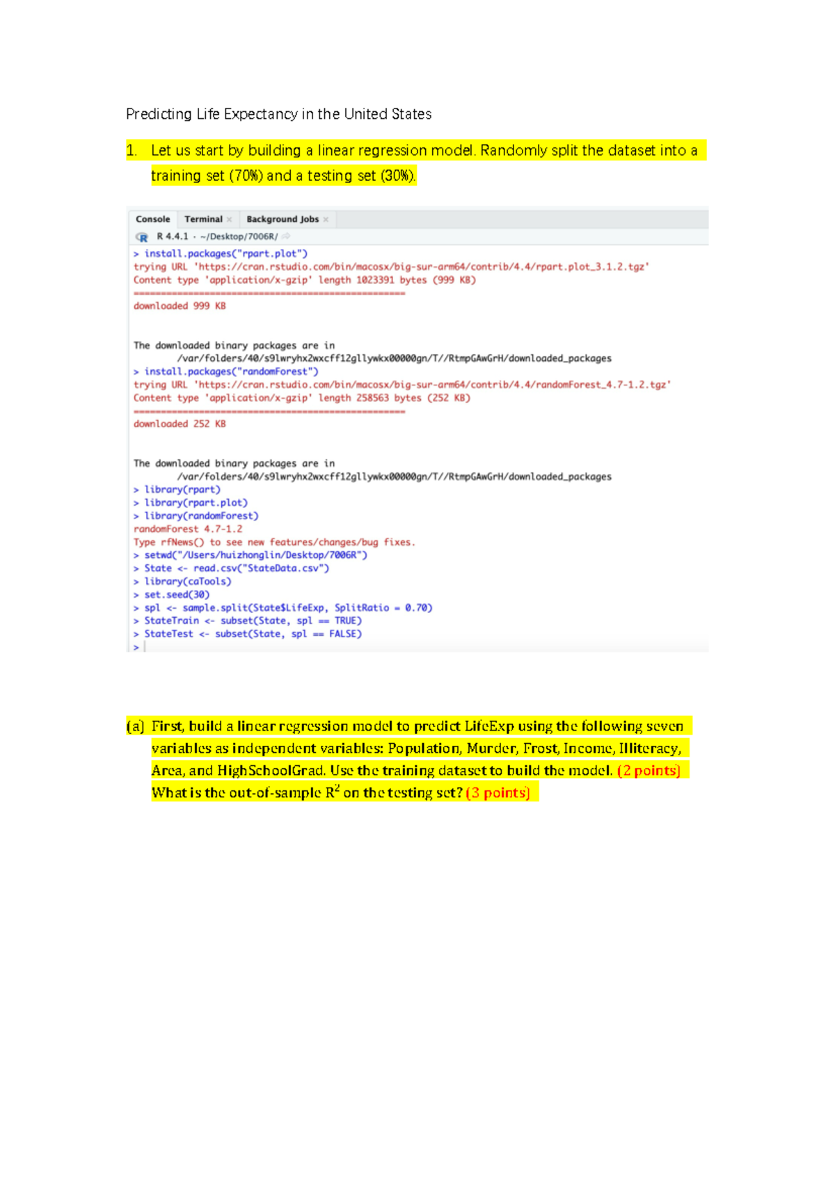 Title: Assignment 2-7006: Predictive Models for Life Expectancy Analysis - Studocu