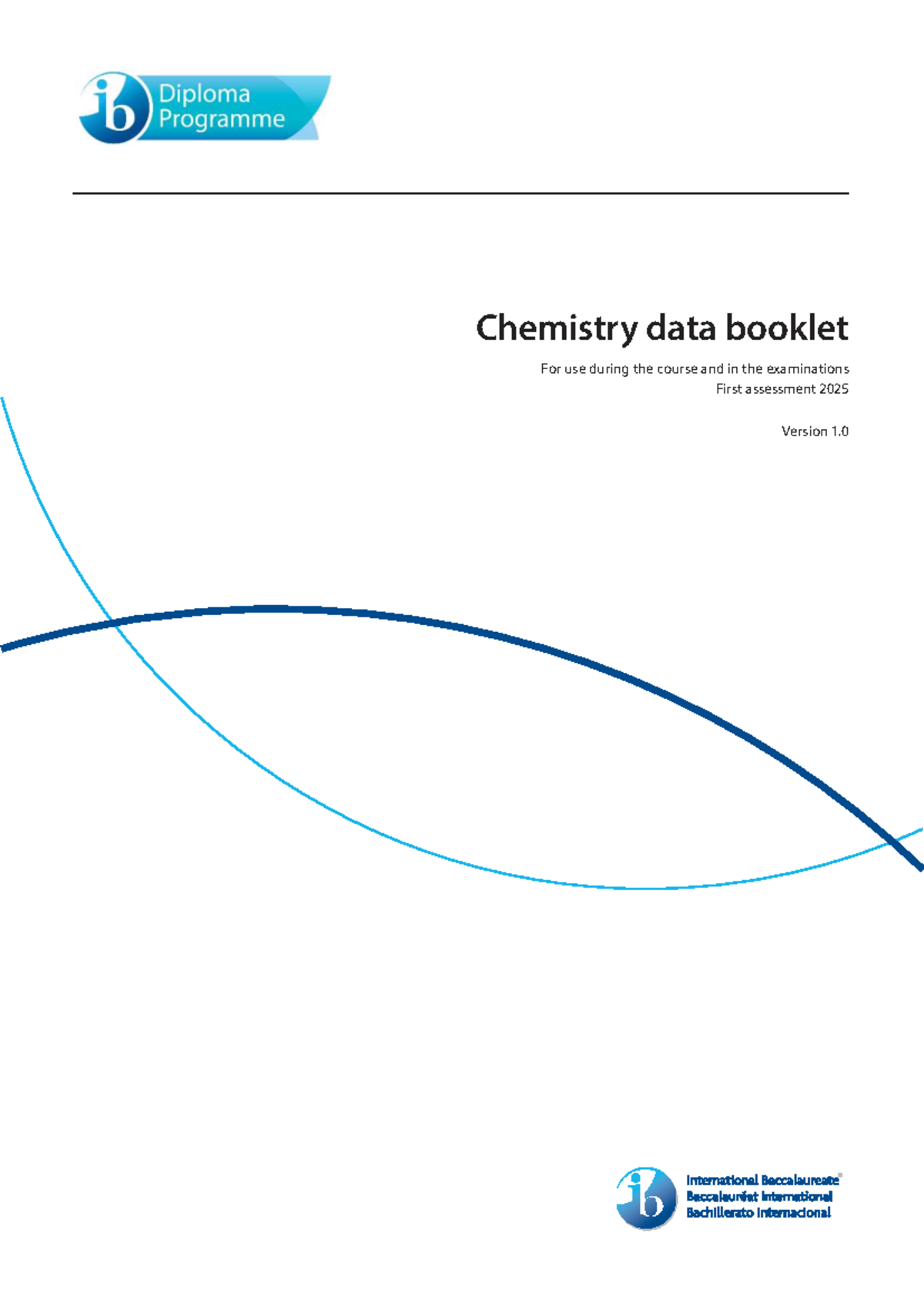 Chemistry Data Booklet for Course & Exams - First Assessment 2025 - Studocu