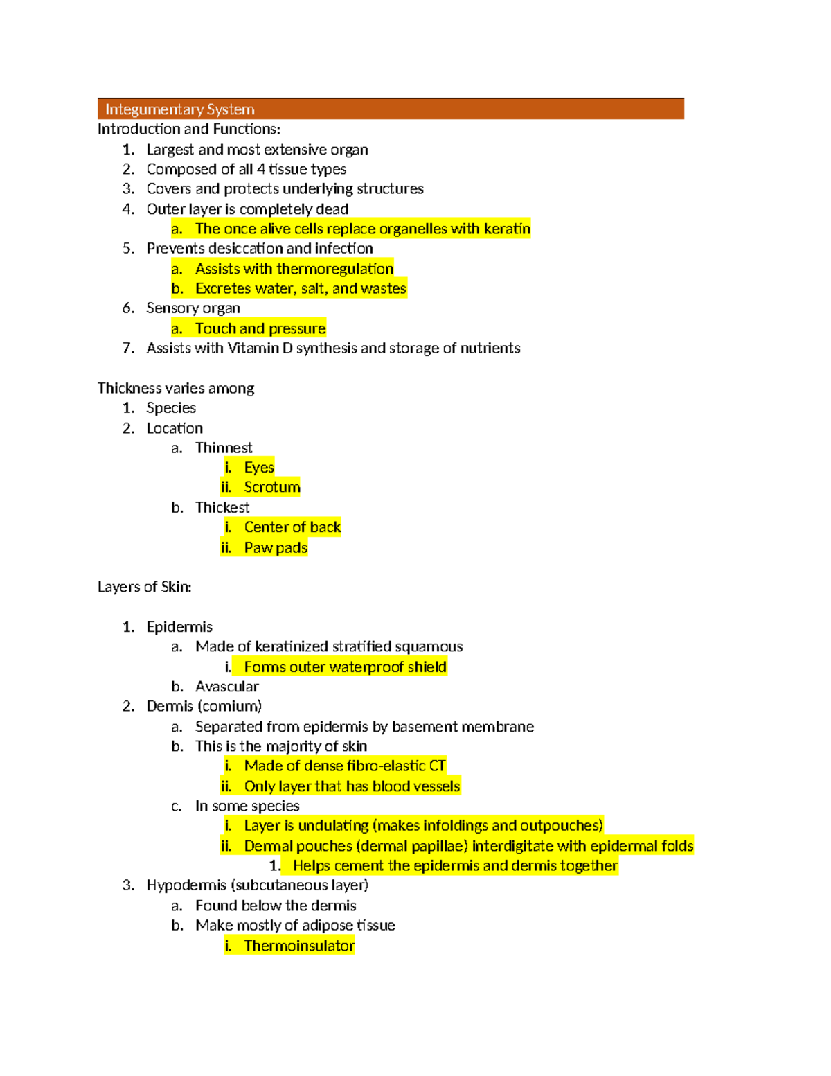 Integumentary System Overview: Structure, Function, and Cell Types - Studocu