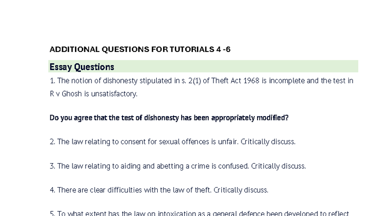 Additional Tutorial Questions 4 5 6 - 1 ADDITIONAL QUESTIONS FOR ...