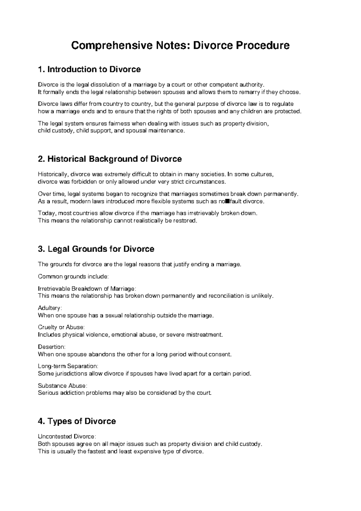 Divorce Procedure Notes: Comprehensive Guide to Legal Dissolution - Studocu