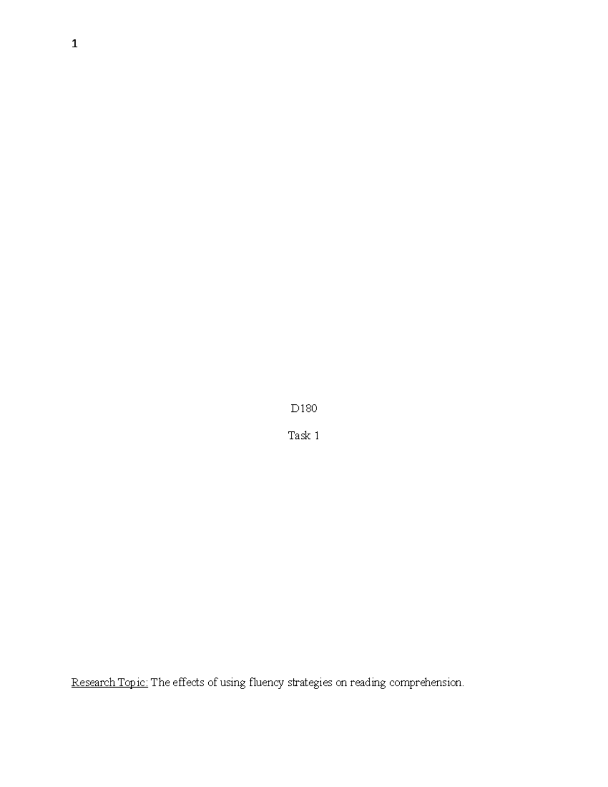 D180 Task 1 - The Impact of Fluency Strategies on Reading Comprehension ...