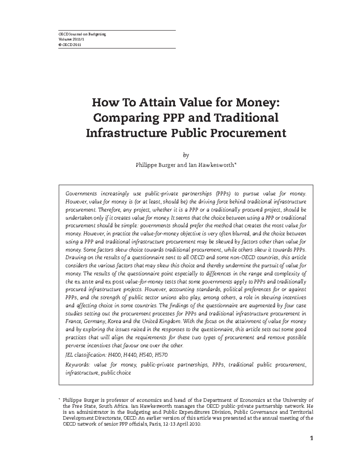 49070709 - Comparing PPP and Traditional Procurement for Value for ...