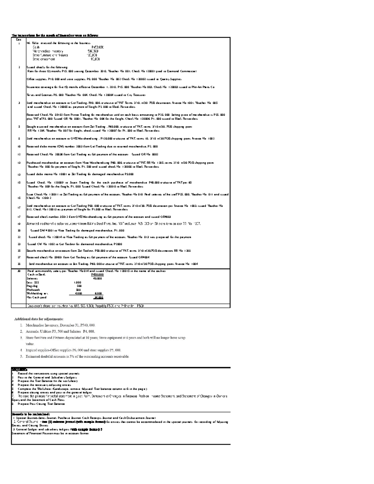ACCT 101: December Transactions & Financial Statements Preparation ...