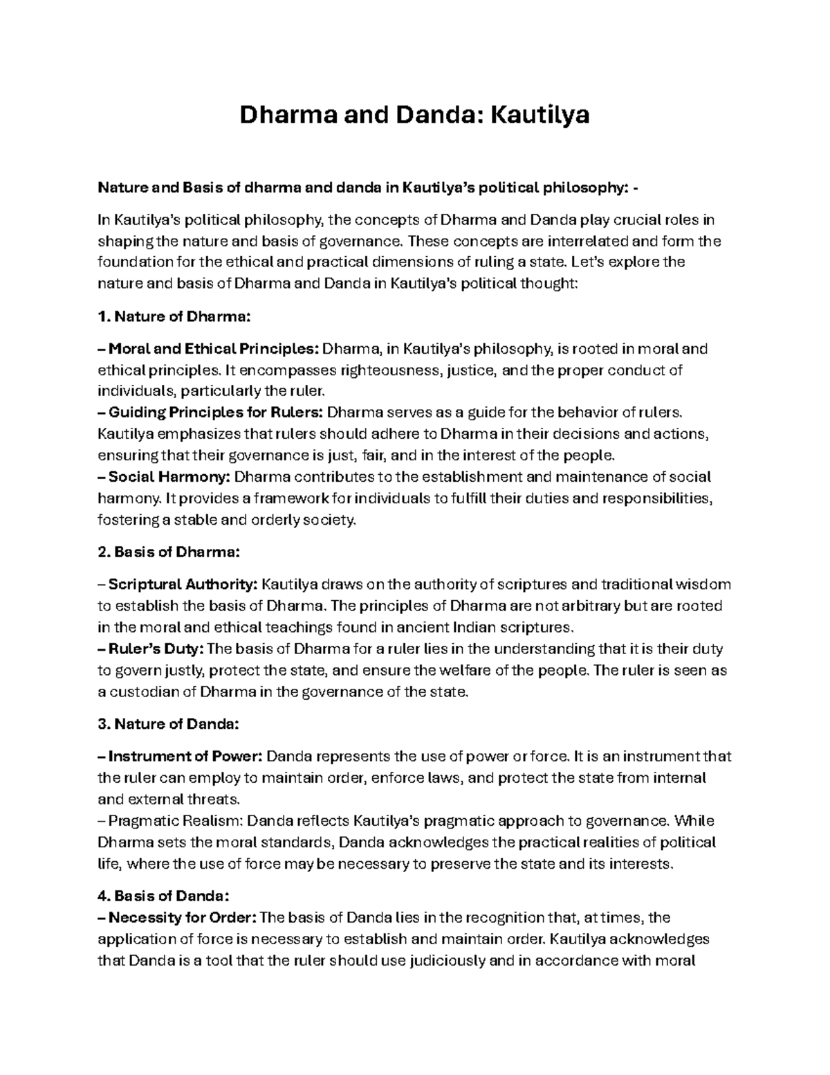 Kautilya's Dharma and Danda: A Study of Political Philosophy - Studocu