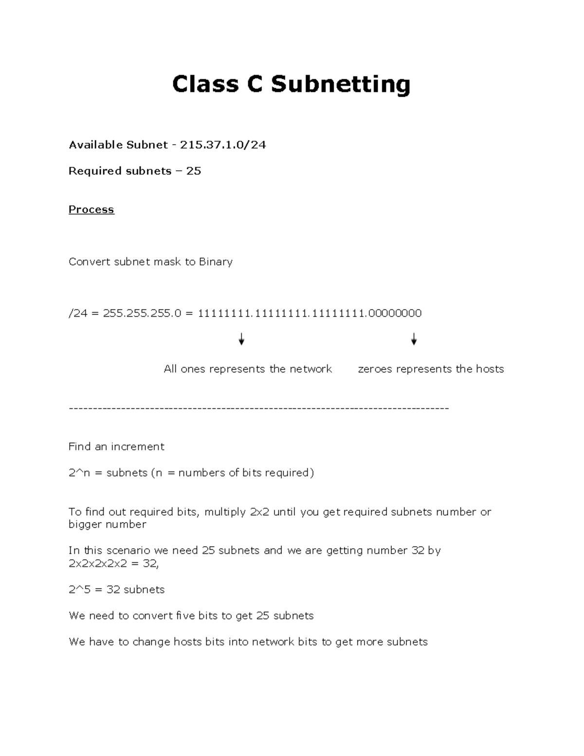 Subnetting Example: Class C & B Subnetting Process and Calculations ...