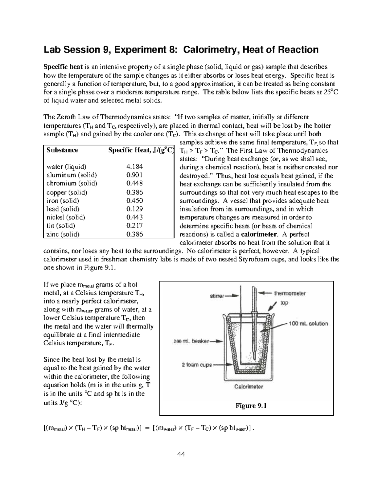 Session 09 - Keep Learning - Lab Session 9, Experiment 8: Calorimetry ...