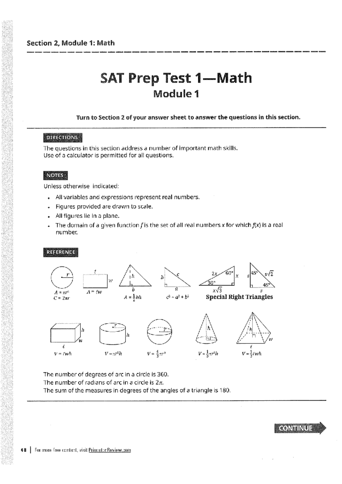 SAT Math Prep: Section 2, Module 1 Practice Test - Studocu