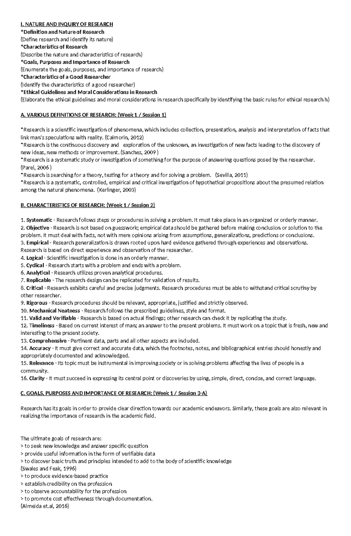 Nature and Inquiry of Research (Lecture Notes) - Studocu