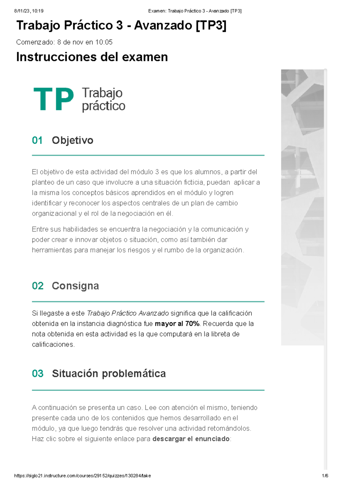 Trabajo Práctico 3 - Avanzado [TP3] - Instrucciones y Consigna - Studocu