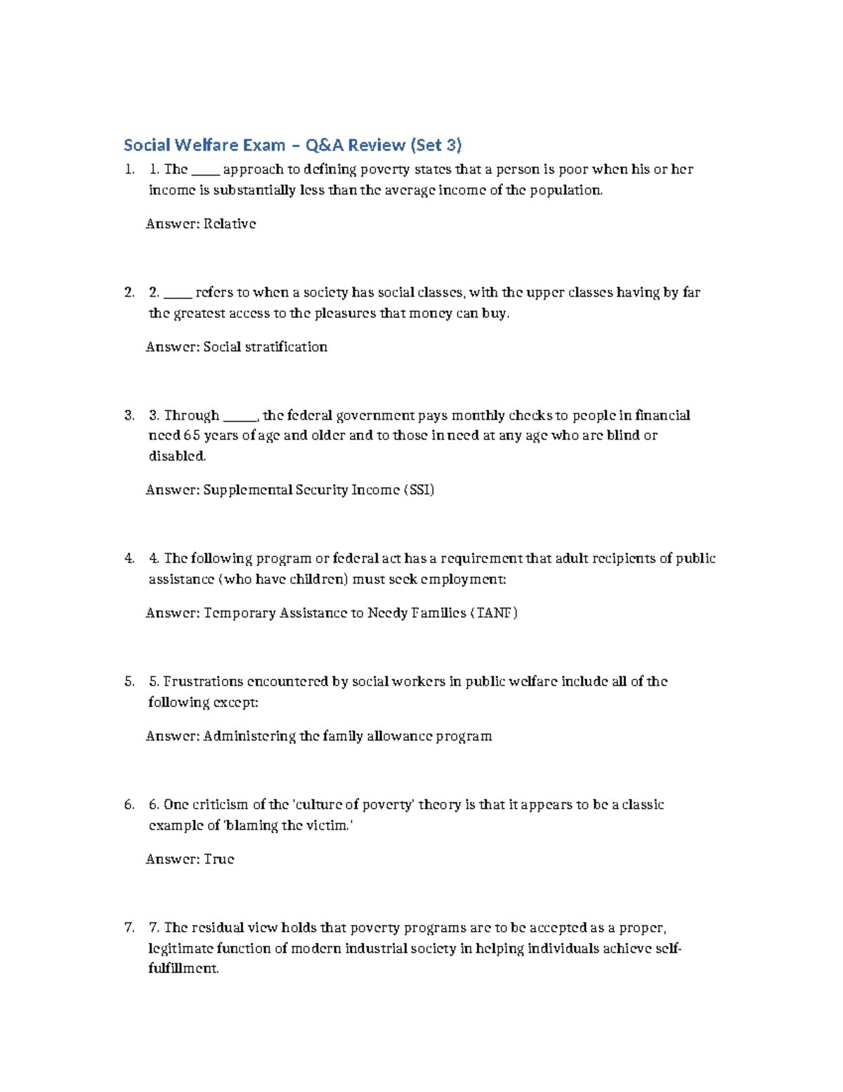 Social Welfare Exam Review (Set 3) - Chapter 4 Notes - Studocu
