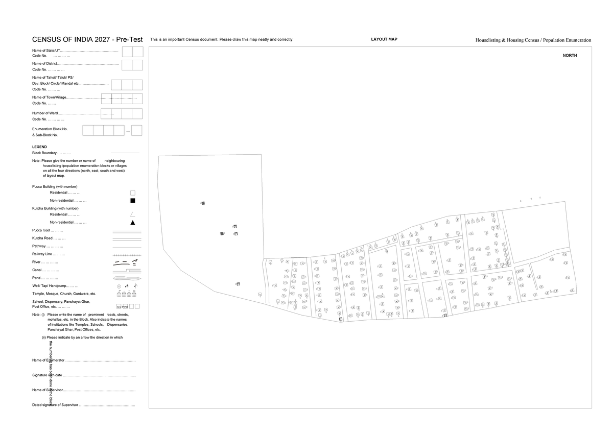 CENSUS OF INDIA 2027: Houselisting Layout Map (HLB001) - Studocu