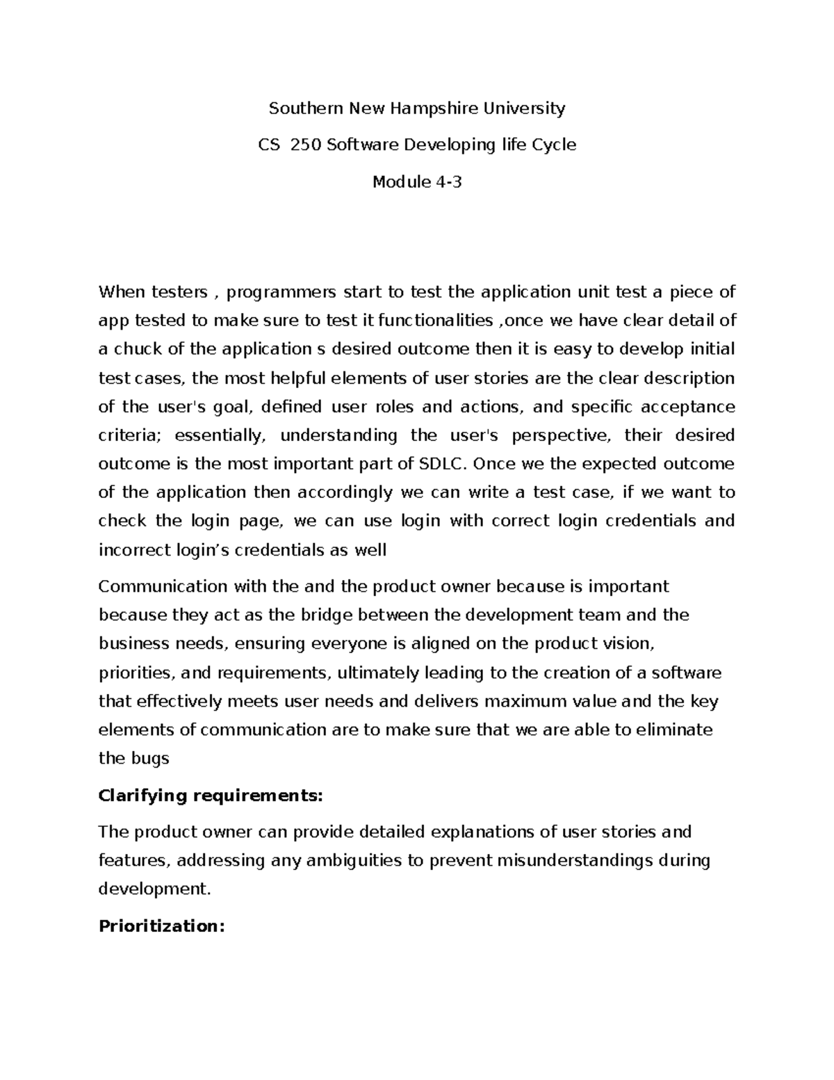 CS 250 Module 4 Journal Final Study on SDLC and User Stories - Studocu