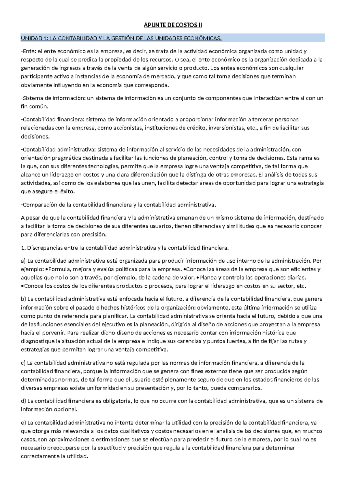 Apunte de Costos II: Análisis y Comparativa Contable para la Gestión ...
