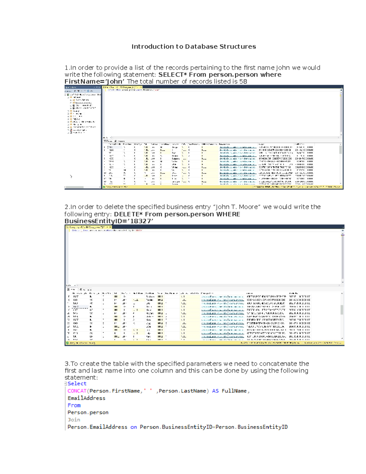 LAB 2 Topic 2 - Introduction to Database Structures 1 order to provide a list of the records ...