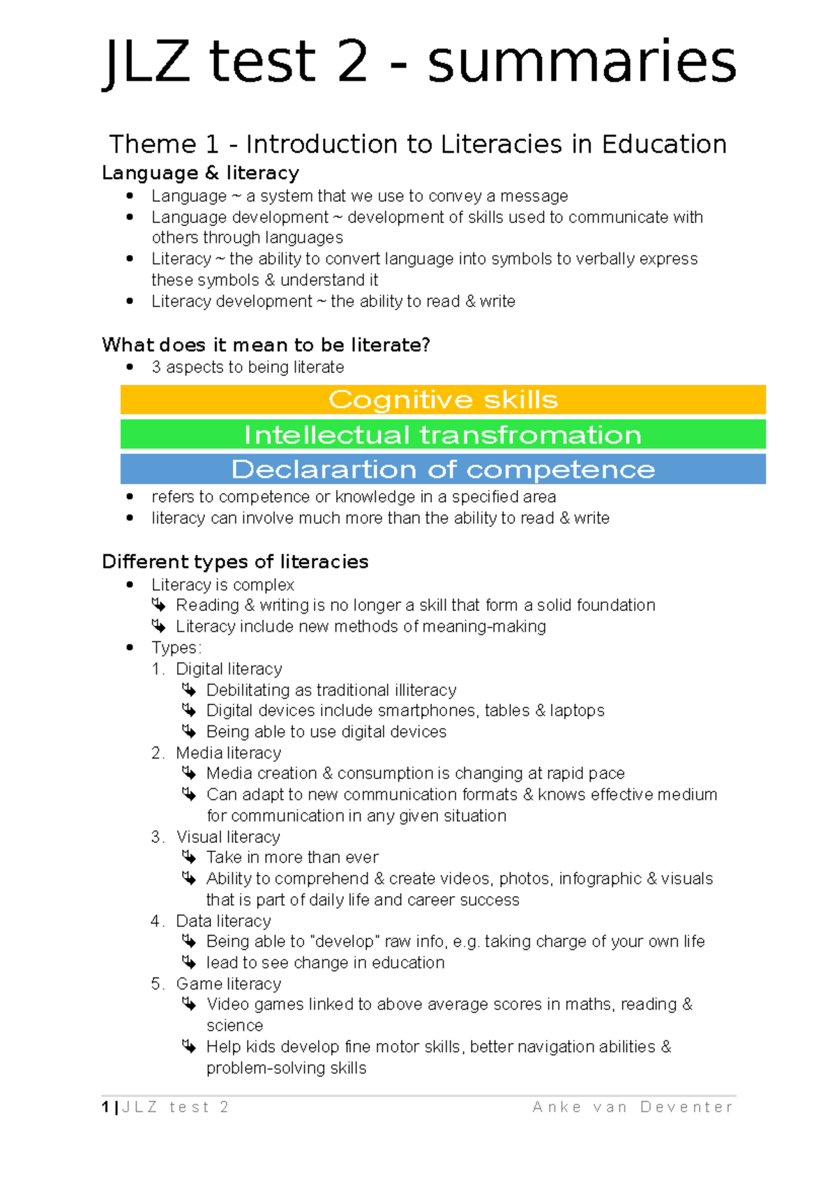 JLZ 110 summaries - All notes for the semester test written in June ...