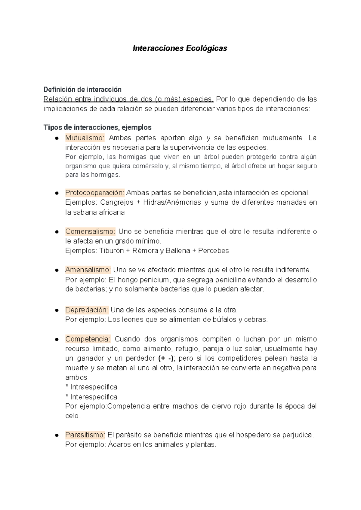 Interacciones Ecológicas - Ecología de Poblaciones - Interacciones ...