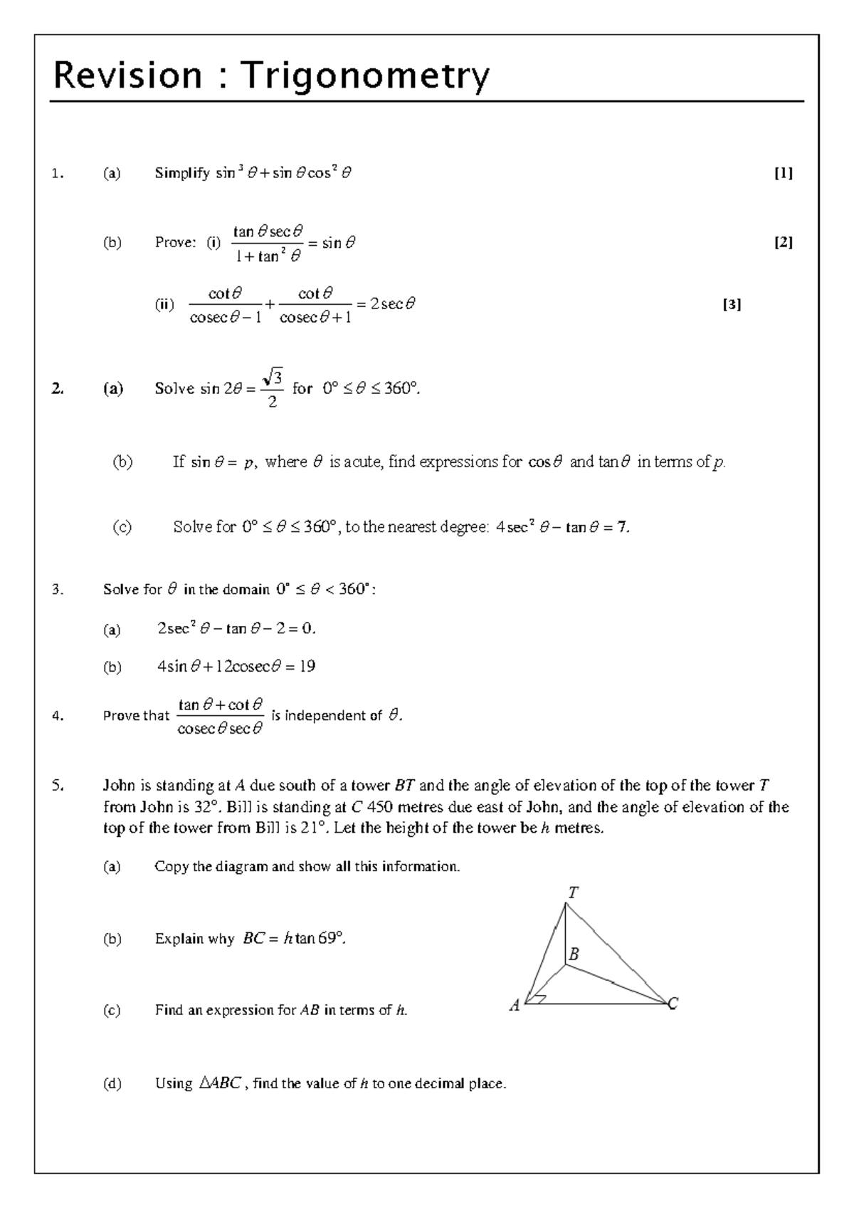 Revision: Trigonometry 11 Ext 1 - Key Concepts and Problem Solving ...